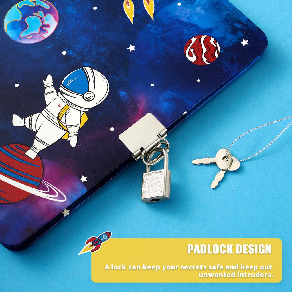WERNNSAI Luminous Space Kids Diary for Boys, Secret Diary with Lock and ...